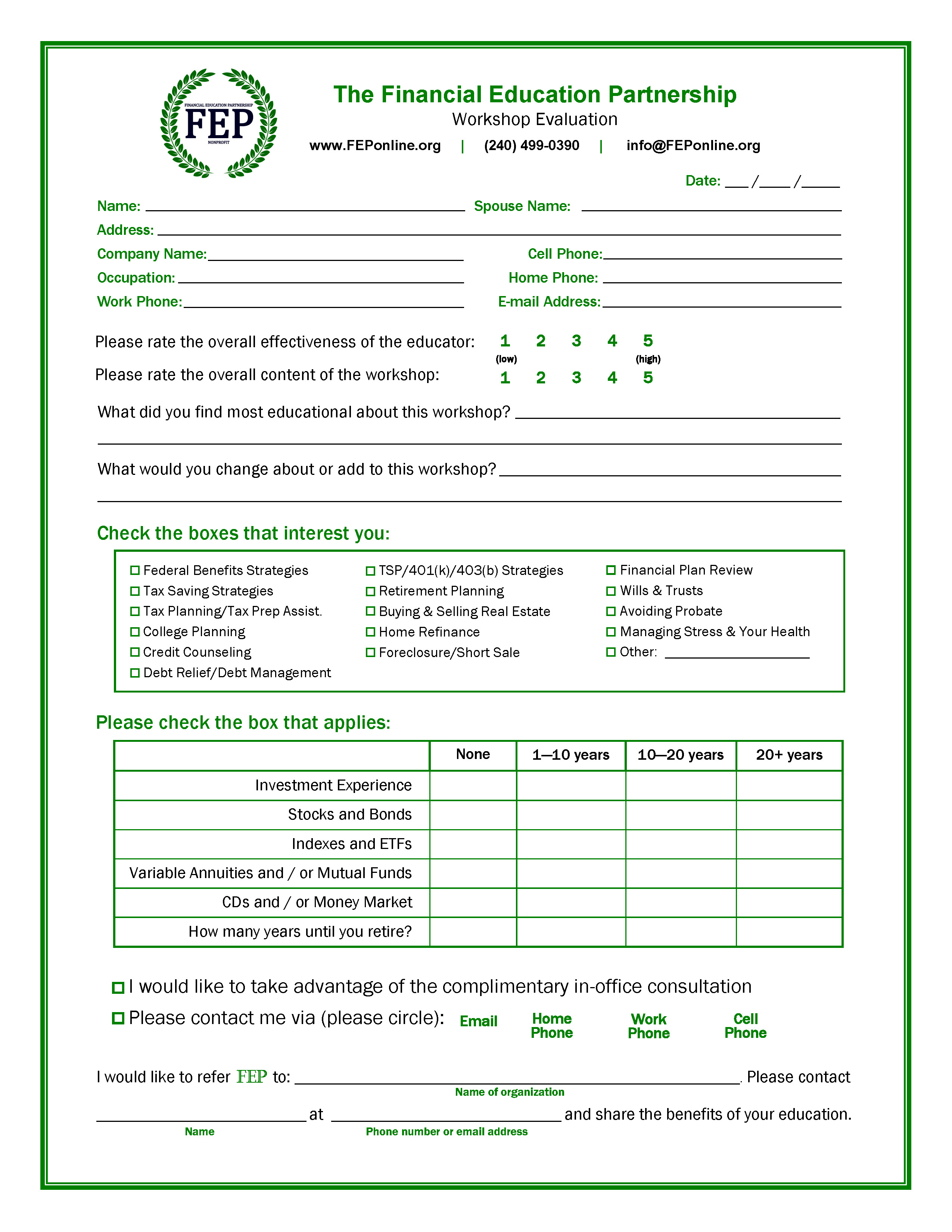 Marketing Material - Financial Education Partnership