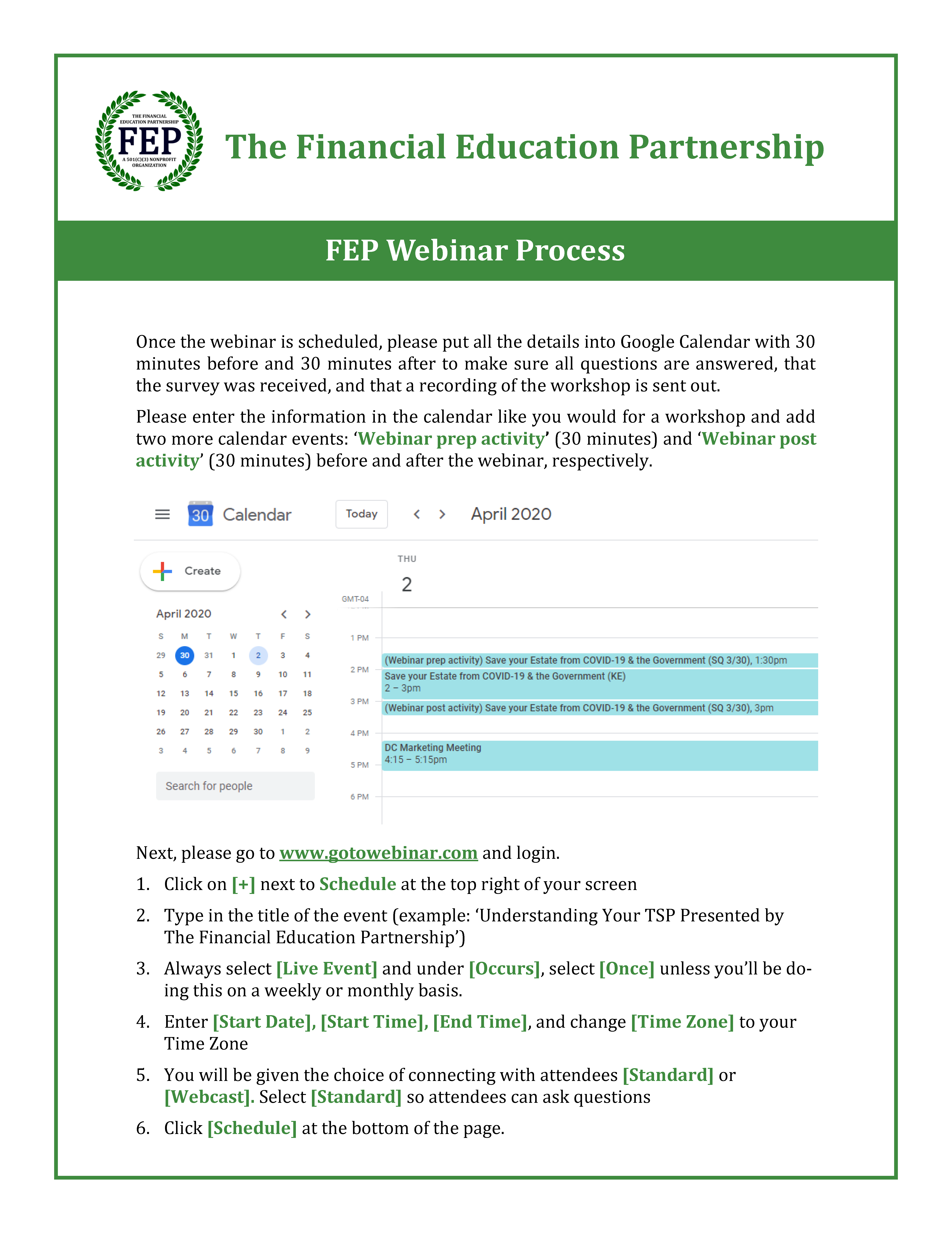 FEP Webinar Program - Financial Education Partnership